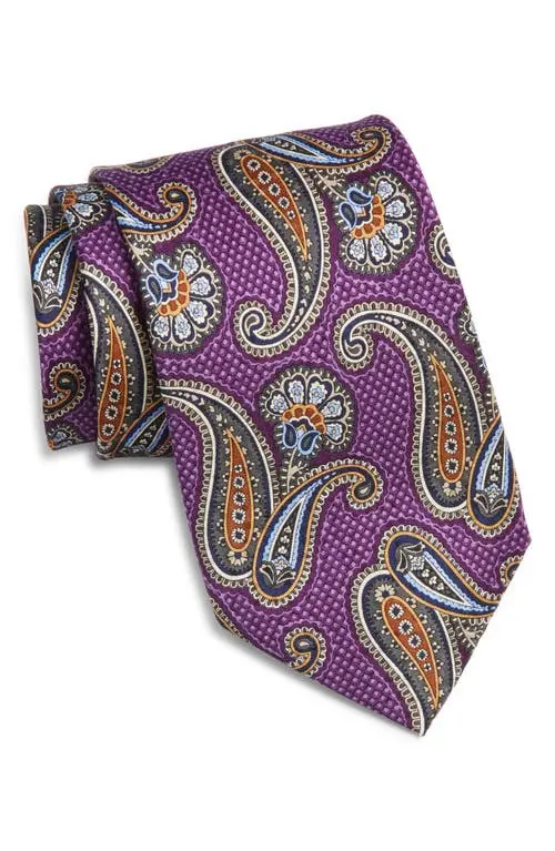 Nordstrom Paisley Silk Neck Tie - Purple