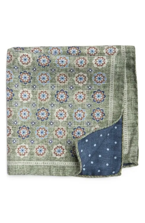 Nordstrom Double Print Silk Pocket Square - Green