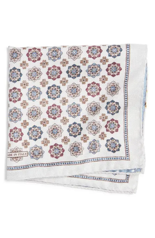 Nordstrom Double Print Silk Pocket Square - White
