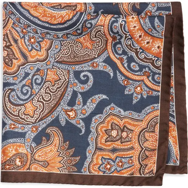 Nordstrom Paisley Silk Pocket Square - Navy