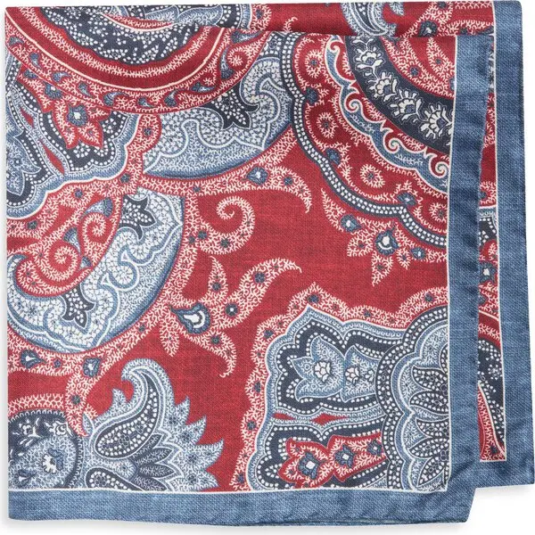 Nordstrom Paisley Silk Pocket Square - Ruby