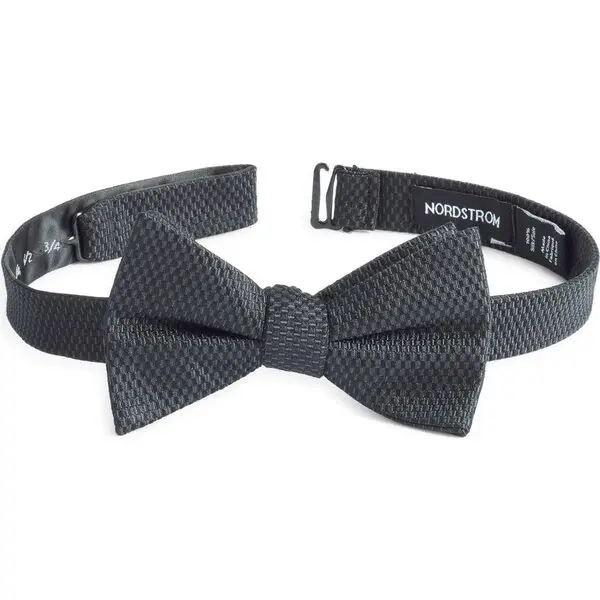 Nordstrom Textured Silk Jacquard Bow Tie - Black/grey