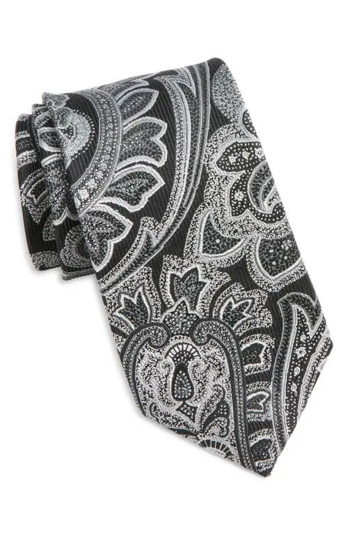 Nordstrom Paisley Silk Neck Tie - Black