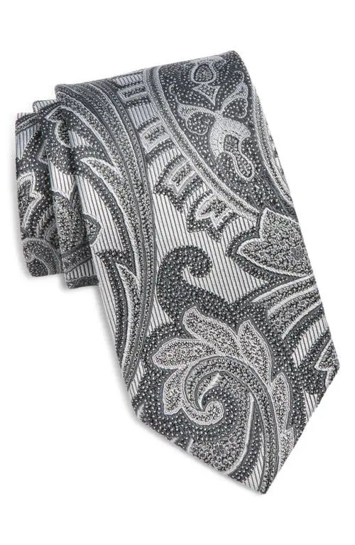 Nordstrom Paisley Silk Neck Tie - Silver