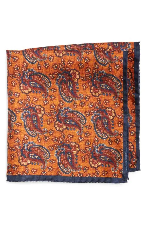 Nordstrom Paisley Silk Pocket Square - Gold