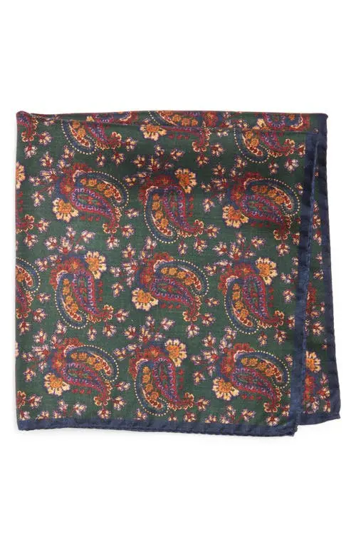 Nordstrom Paisley Silk Pocket Square - Green