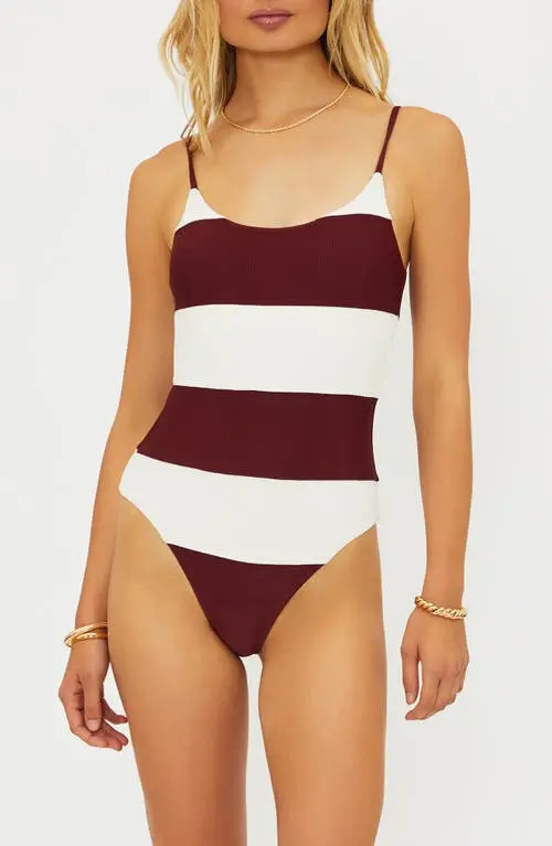 Beach Riot Calista One-piece Swimsuit - Merlot Stripe