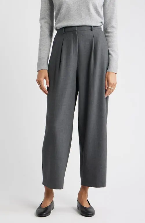 Nordstrom Pleated Ankle Length Trousers - Grey Charcoal Heather