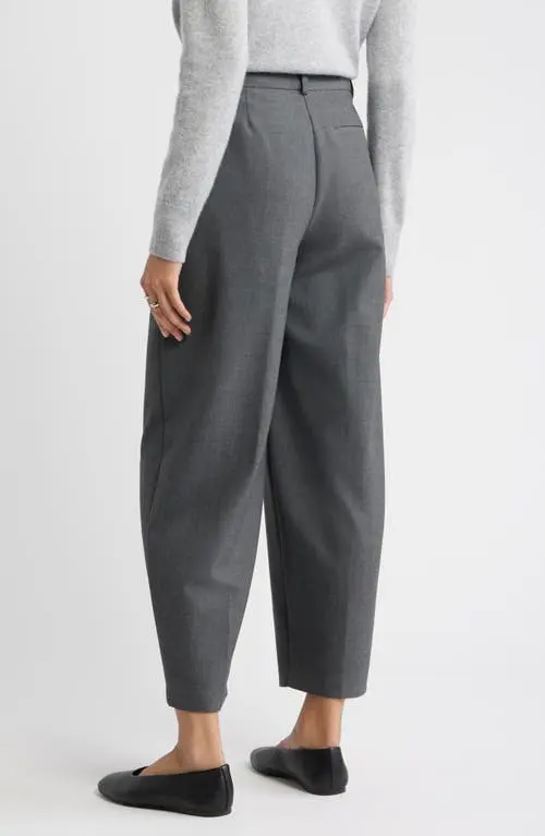 Nordstrom Pleated Ankle Length Trousers - Grey Charcoal Heather