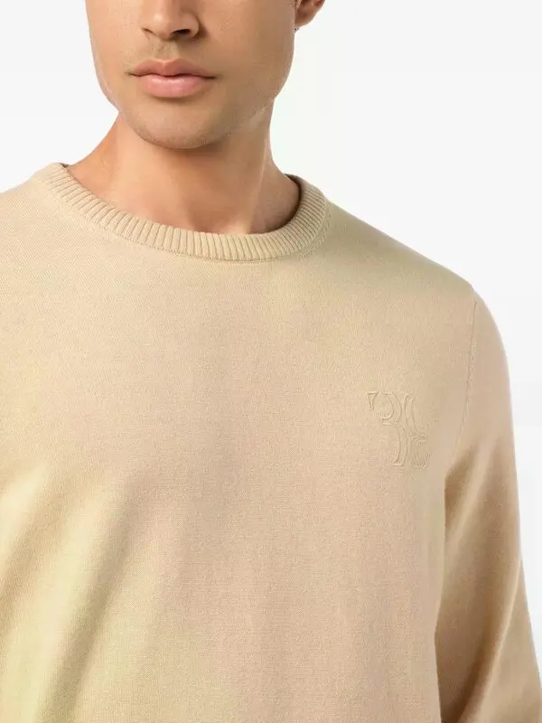 BILLIONAIRE Embroidered Logo Cotton Cashmere Pullover - Neutrals