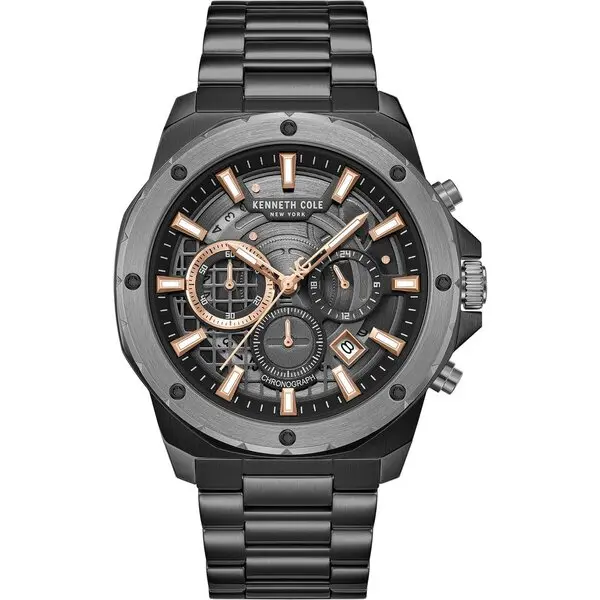 KENNETH COLE Chronograph Bracelet Watch - Black