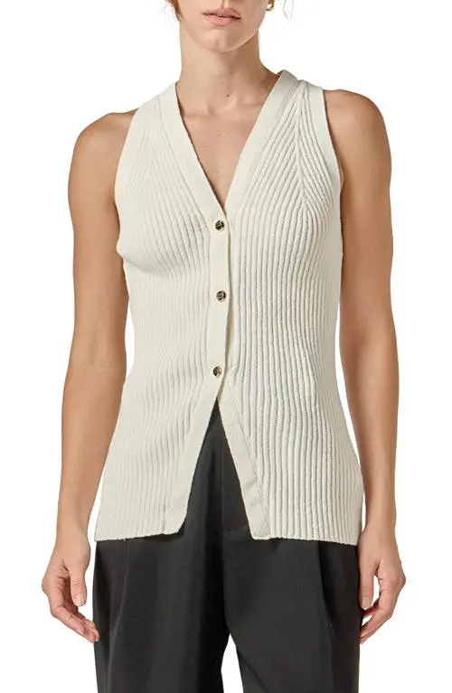 English Factory Rib Knit Button-up Vest