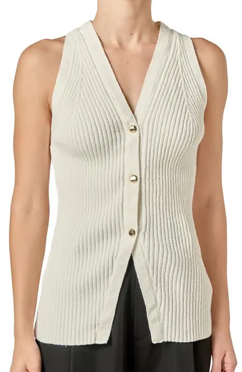 English Factory Rib Knit Button-up Vest