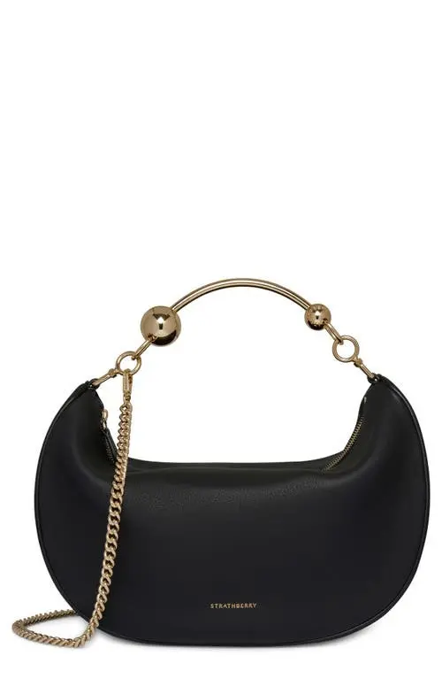 Strathberry Crescent Moon Leather Shoulder Bag - Black