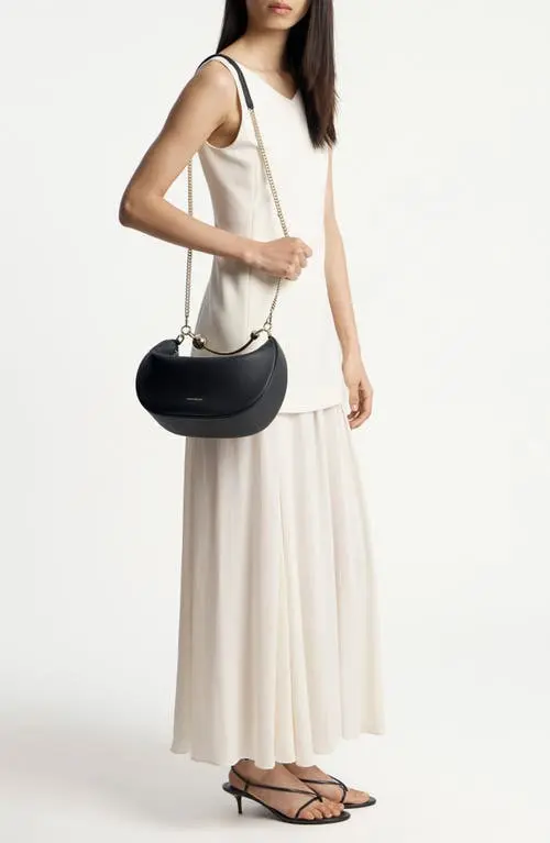 Strathberry Crescent Moon Leather Shoulder Bag - Black