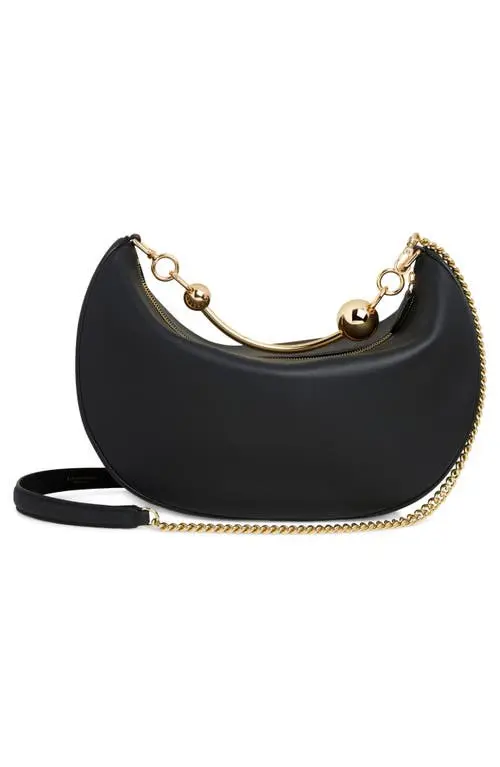 Strathberry Crescent Moon Leather Shoulder Bag - Black