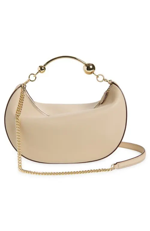 Strathberry Crescent Moon Leather Shoulder Bag - Oat