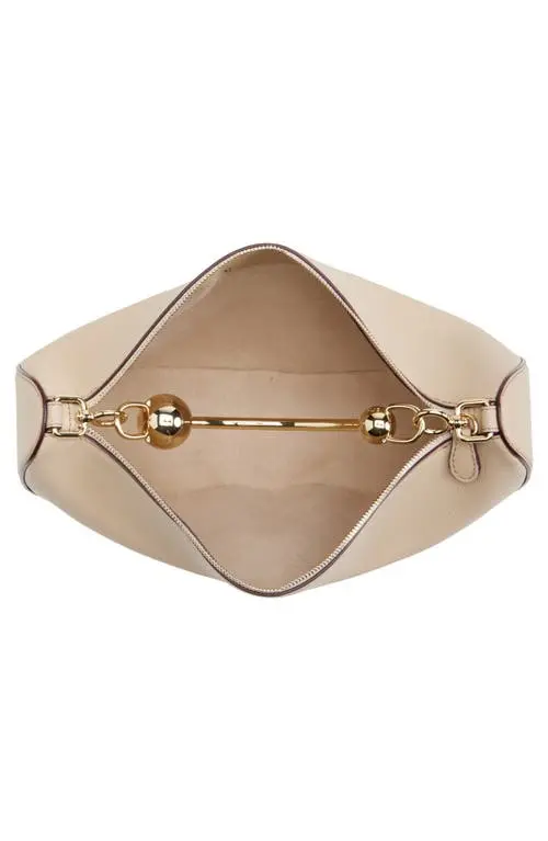 Strathberry Crescent Moon Leather Shoulder Bag - Oat