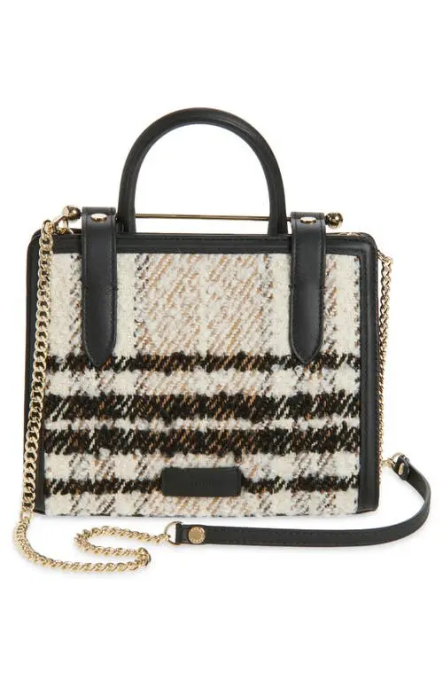Strathberry Mini Bouclé & Leather Tote - Ivory/black