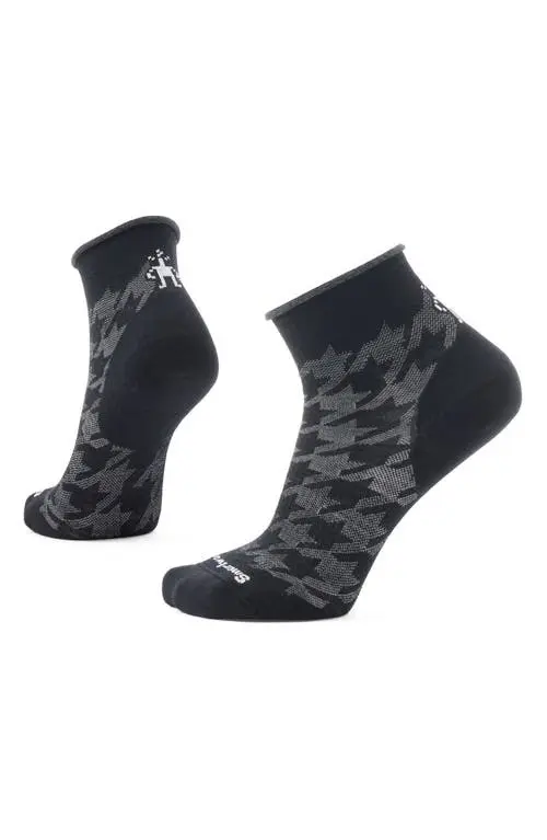 Smartwool Everyday Roll Top Houndstooth Ankle Socks - Black