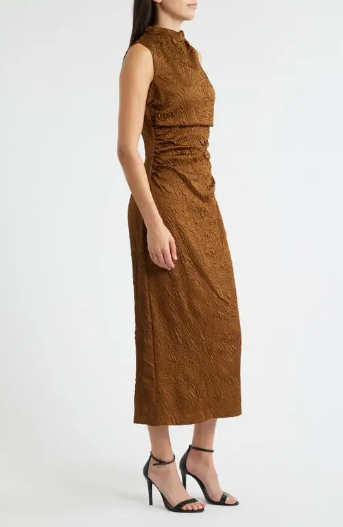 Vince Camuto Leaf Jacquard Cowl Neck Sheath Dress