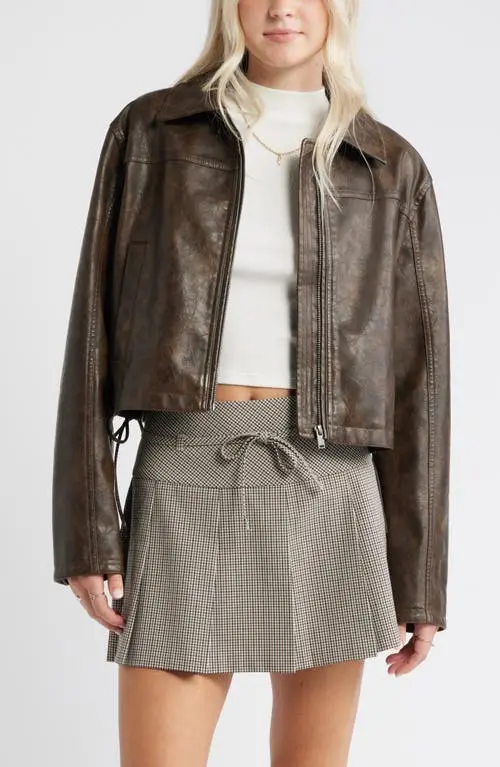 Bp. Faux Leather Moto Jacket - Brown