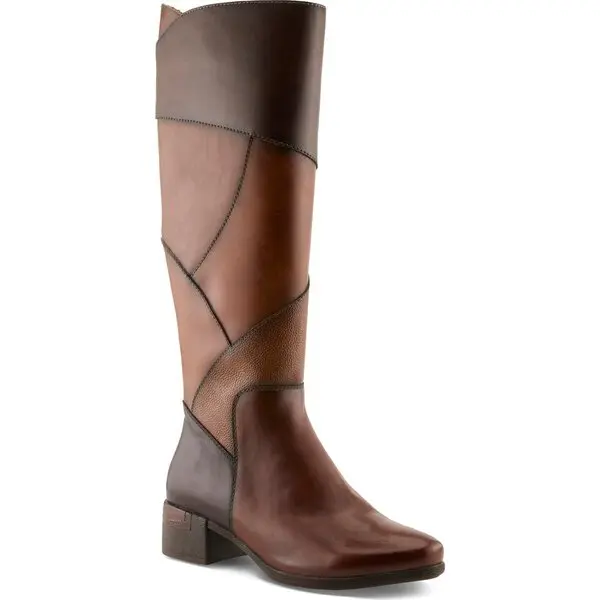 SPRING STEP SHOES Patchwork Knee High Boots - Brown Multi