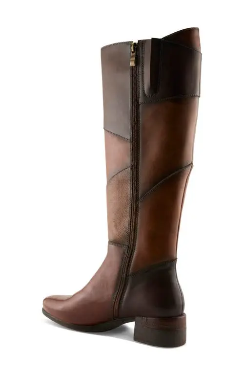 SPRING STEP SHOES Patchwork Knee High Boots - Brown Multi