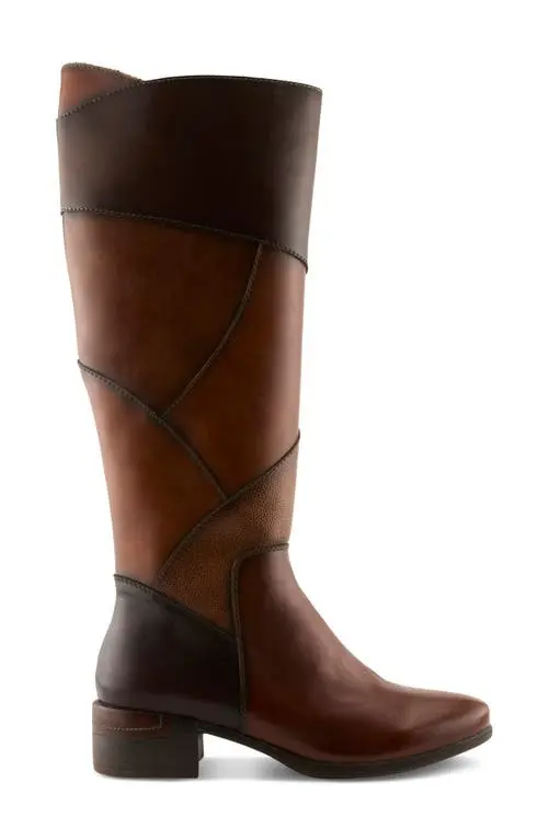 SPRING STEP SHOES Patchwork Knee High Boots - Brown Multi