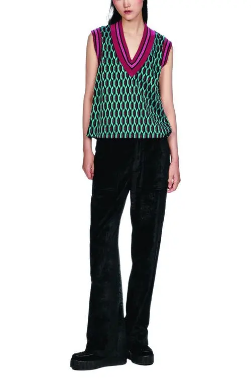 Anna Sui Glitter Geo Jacquard Pullover Vest
