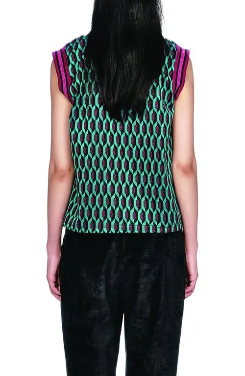 Anna Sui Glitter Geo Jacquard Pullover Vest