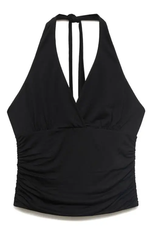 Mango V-neck Halter Top - Black