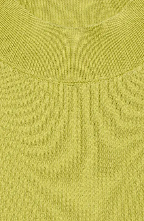 Mango Mock Neck Sleeveless Ribbed Knit Top - Lime
