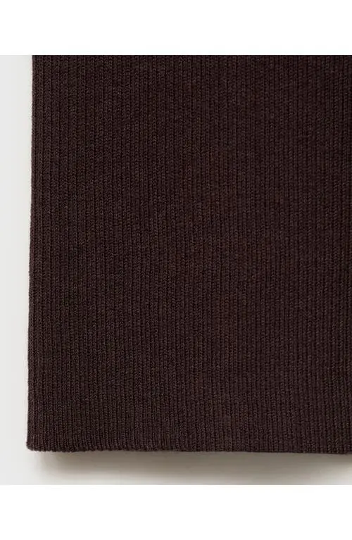 Mango Short Sleeve Ribbed Sweater - Chocolate