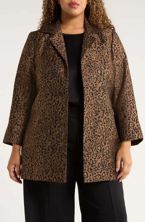 KASPER Animal Print Topper Coat
