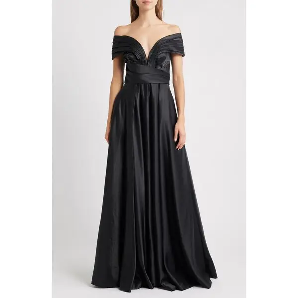 SONYA MODA Elara Plunge Neck Satin Gown