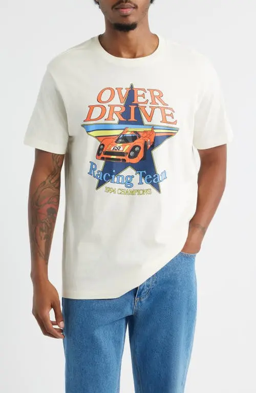 THE FORECAST AGENCY Overdrive Racing Cotton Graphic T-shirt - Cream