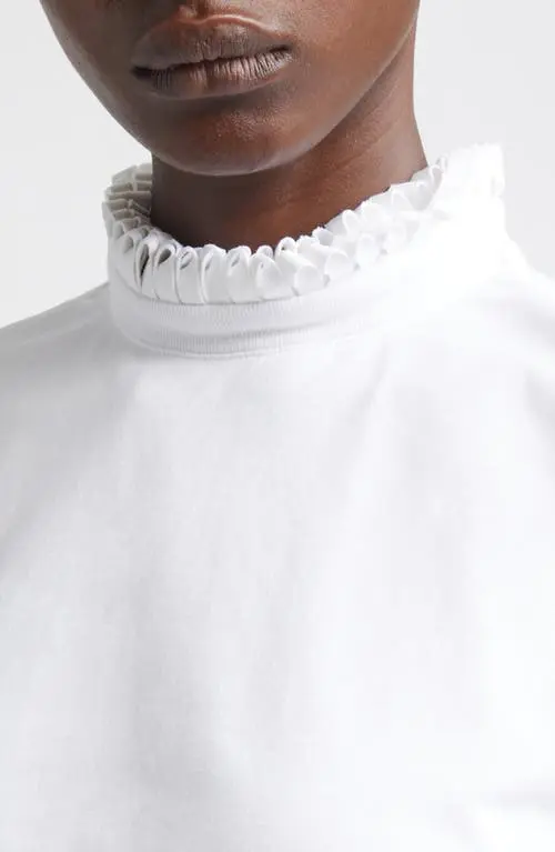 Alaïa Ribbon Collar Crop T-shirt - Blanc