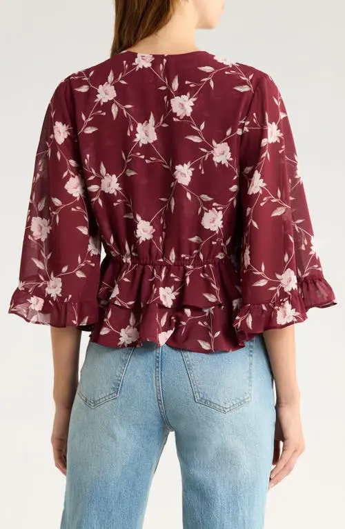WAYF Floral Blouse With Ruffle Details