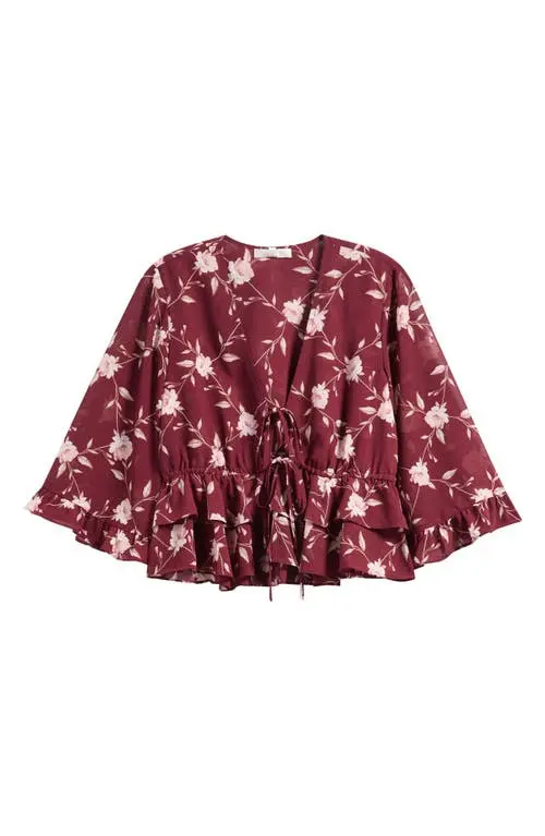 WAYF Floral Blouse With Ruffle Details