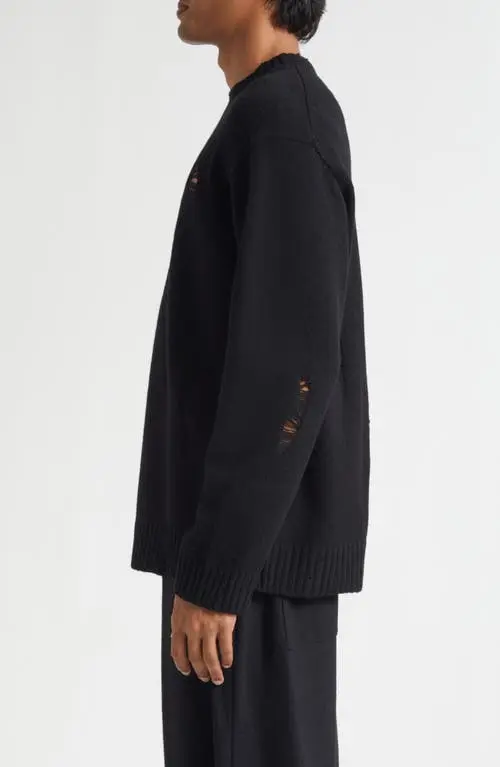 Yohji Yamamoto Distressed Wool Crewneck Sweater