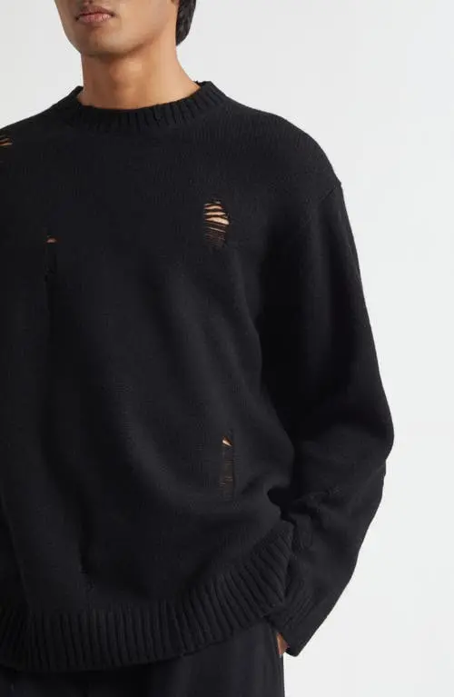 Yohji Yamamoto Distressed Wool Crewneck Sweater