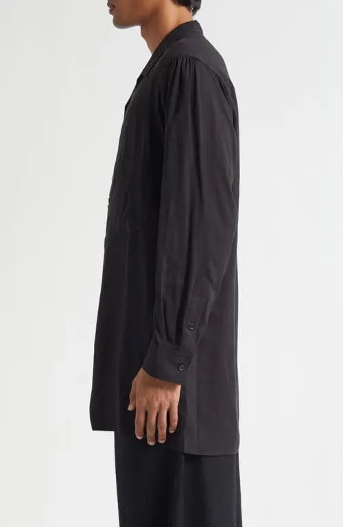Yohji Yamamoto Longline Notched Collar Button-up Shirt