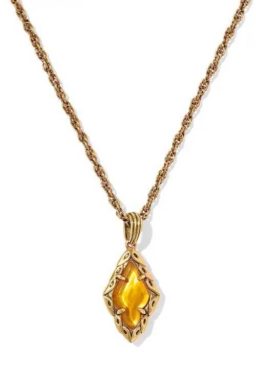 Kendra Scott Adeline Short Pendant Necklace - Vintage Gold Amber Illusion