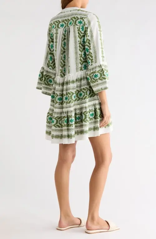 Elan Embroidered Cover-up Dress - White Green