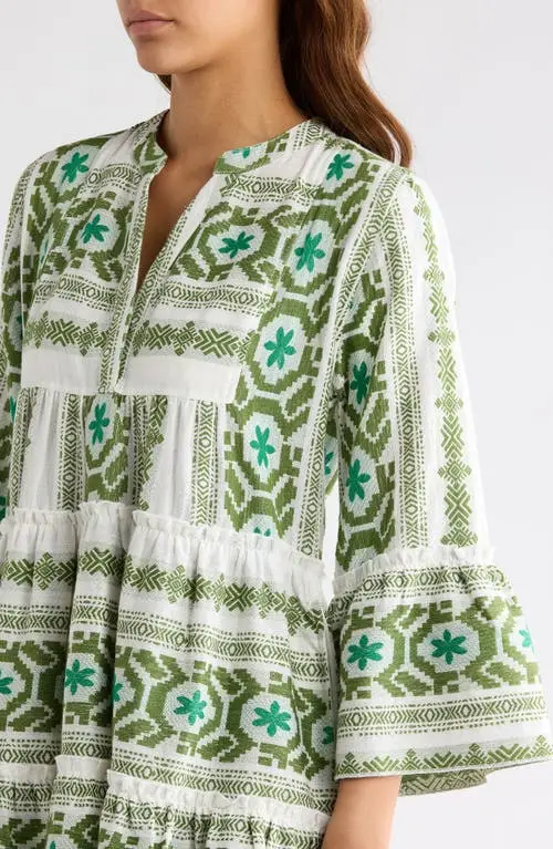 Elan Embroidered Cover-up Dress - White Green