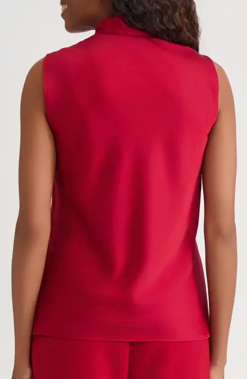 KASPER Bow Detail Sleeveless Top - Fire Red