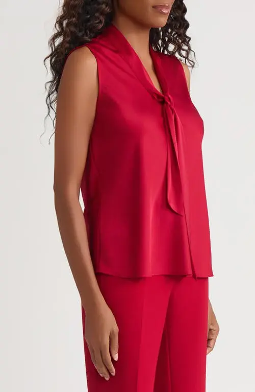 KASPER Bow Detail Sleeveless Top - Fire Red
