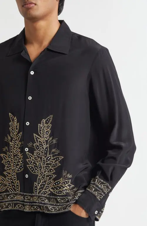 BODE Beaded Epoque Silk Button-up Shirt