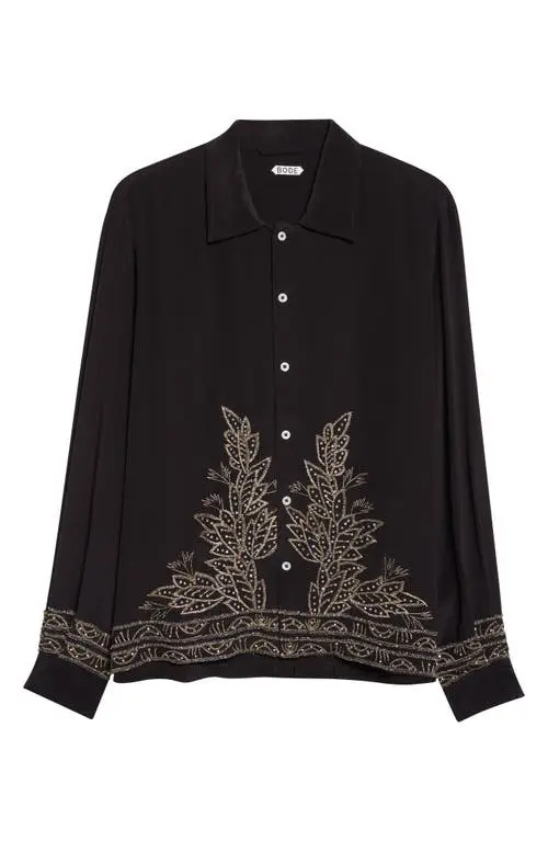 BODE Beaded Epoque Silk Button-up Shirt